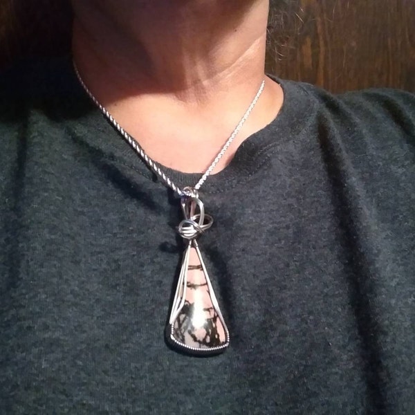 Variscite Stone Pendant Necklace Wire Wrapped in Argentium Sterling ...