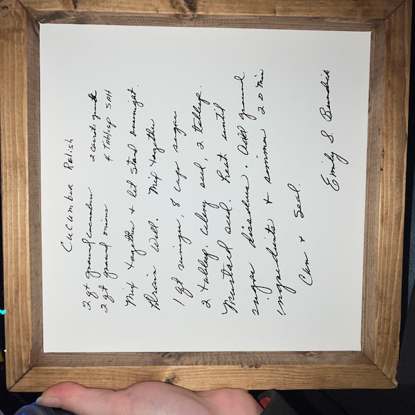 Handwritten Recipe Custom Wood Framed Printed Family Kitchen Sign - Etsy