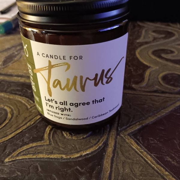 Taurus Candle, Astrology Candle, Zodiac Candle, Taurus Zodiac Gift - Etsy