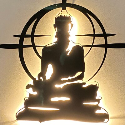 Buddha Metal Wall Sign, Hindu Wall Art, Yoga Studio Decor, Meditation ...