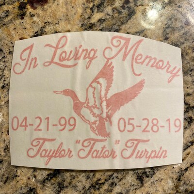In Loving Memory Duck Vinyl Decal Name Dates Custom Personalized ...