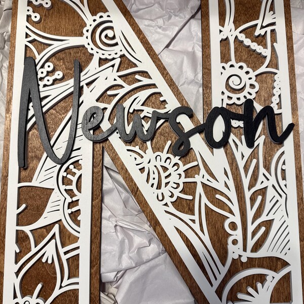 Last Name Letter Monogram, Custom Wedding Decor Sign, Wall Initial With ...