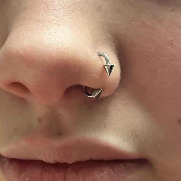 20G 18G 16G Double Spikes Nose Hoop Spiked Nose Ring Nostril Hoop Ring ...