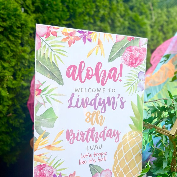 Editable Luau Party Backdrop, Luau Party Banner, Tropical Background ...