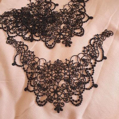 1 Piece Lace Collar Black Lace Appliques Venice Lace Flower Collars ...