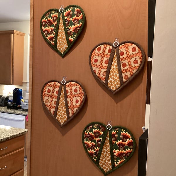 Handmade Potholder Trivets, Set of 2: Autumn Pumpkin, Fall Harvest Oven ...