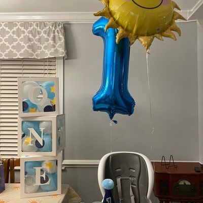 First Birthday Balloon 'ONE' Boxes for Baby Boy WITH 24 Balloons Baby ...