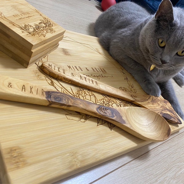 Custom Chopping Board, Personalized Cutting Board Gift Set - Custom ...