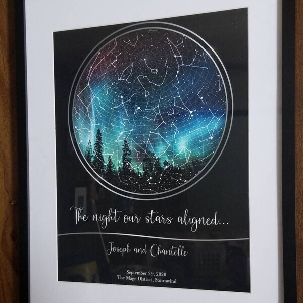 Star Map Anniversary Gift, Night Sky by Date, Night Sky Print, Star Map ...