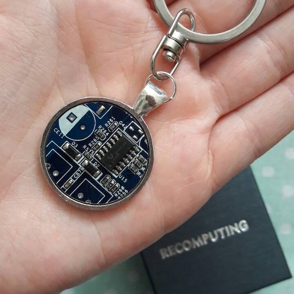 Circuit Board Keychain, Recycled Gift for Computer Nerd, Cool Geeky ...