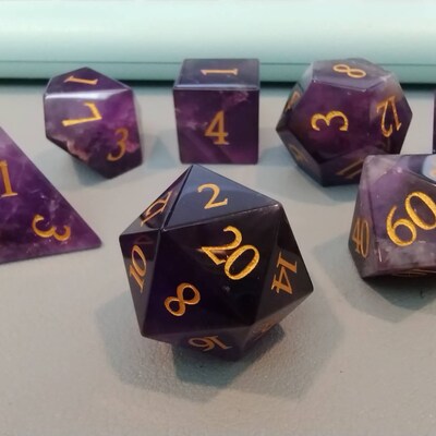 Custom Stone Dnd Dice Set Tiger Eye Dnd Dice Set Sorcerer Dungeons and ...