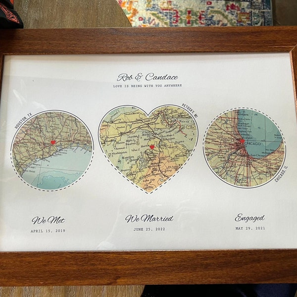 Custom Couple's Journey Map Prints From Our First Meeting to Our ...