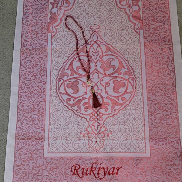 Pink Color Personalized Prayer Mat, Eid Gifts, Islamic Gift Set, Prayer Mat Set, Islamic Wedding ...