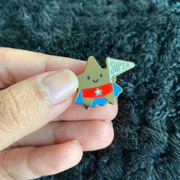 Super Star Enamel Pin - Cute Gold Star, Positive Enamel Brooch ...
