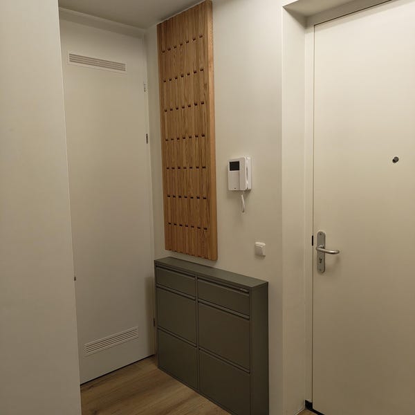 2 Tier Walnut Beech Wood Wall Rack, Natural Beech Wood Wall Mounted ...
