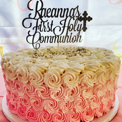 Custom First Holy Communion Cake Topper, First Communion Cake Topper ...