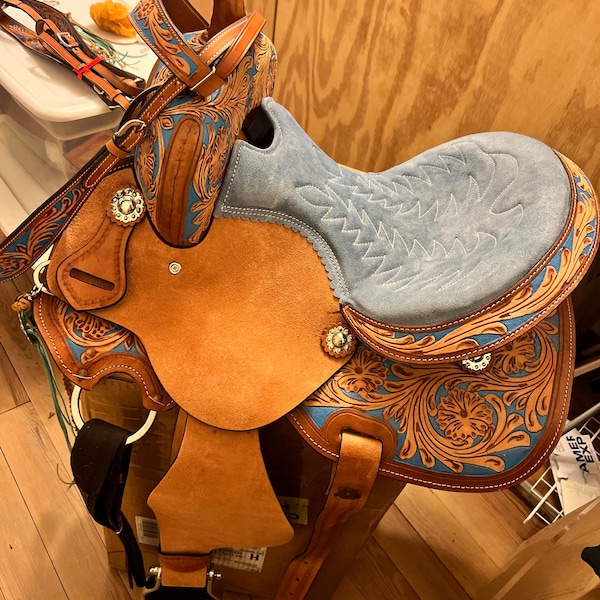 Kids Western Horse Leather Barrel Saddle, New Style Racing Saddle ...