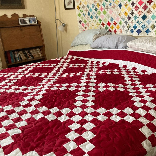 Quilt Red and White Double Irish Chain Made to Order - Etsy