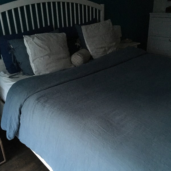 Gray Blue Linen Duvet Cover – Stonewashed Flax Bedding ...