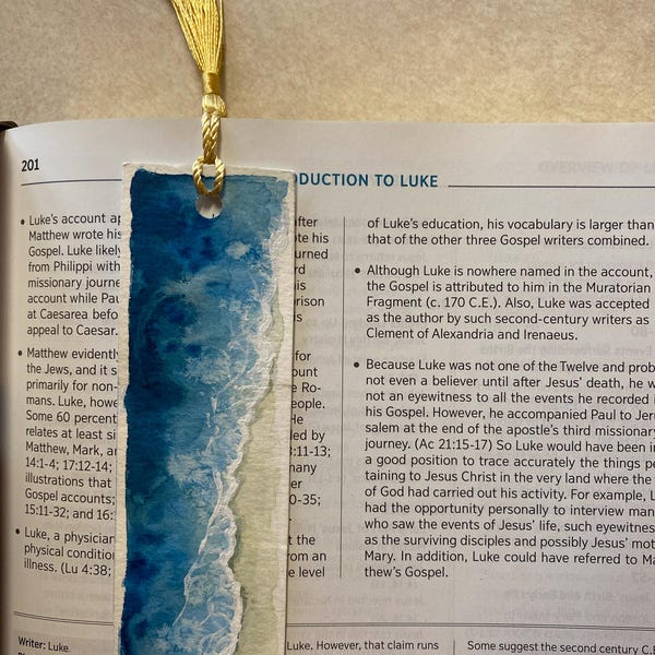 Watercolour Bookmark - Gold + Blue Gradient - Etsy