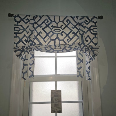 Straight Custom Valance in Denim Blue and White Stripe, Fully Lined ...
