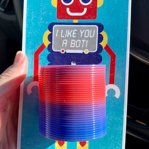 Robot Kids Valentine, Slinky Valentine, Robot, School Valentine ...