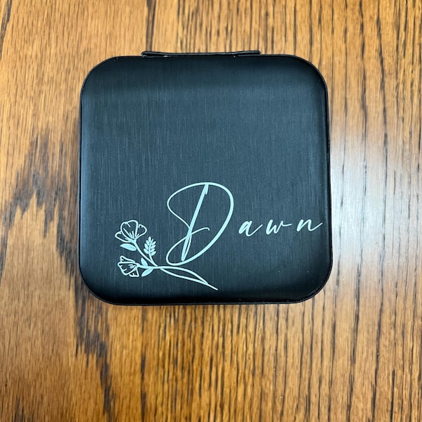 Personalized Square Jewelry Box, Travel Jewelry Case, Jewelry Organizer ...