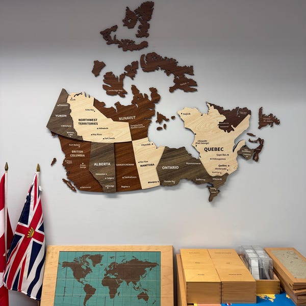Wooden Canada Map Wall Art With Pins Montreal Canada Travel Souvenir 3D ...