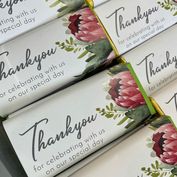 Protea Themed Water Bottle Label, Editable Digital Instant Download ...