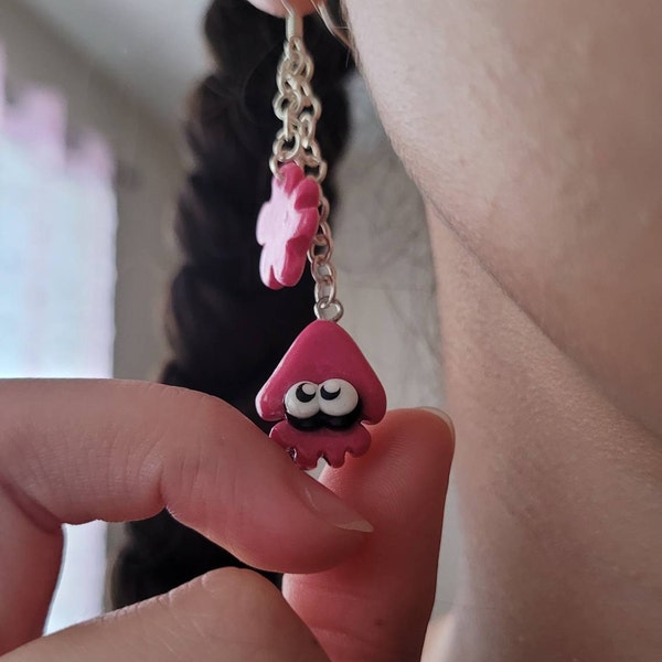 Splatoon Squid & Splat Earrings - Dark Blue, Blue, Cyan, Purple, Pink ...