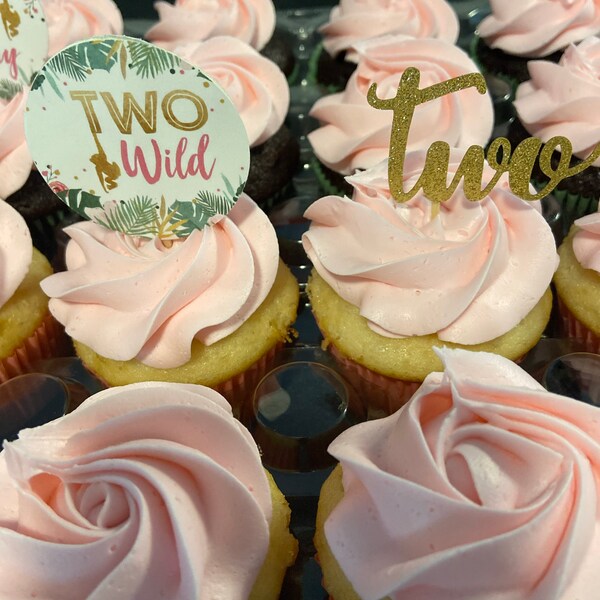 Two Cupcake Toppers Second Birthday Number Cupcake Topper Glitter Party ...
