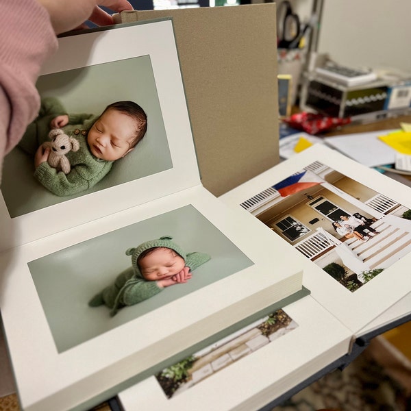 Black USB + 5x5 Photo Magnetic Linen Book Cloth Matted Bifold Folio ...