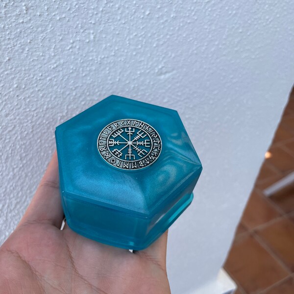 Handmade Resin Small Box With Stainless Steel Viking Vegvisir Runic ...