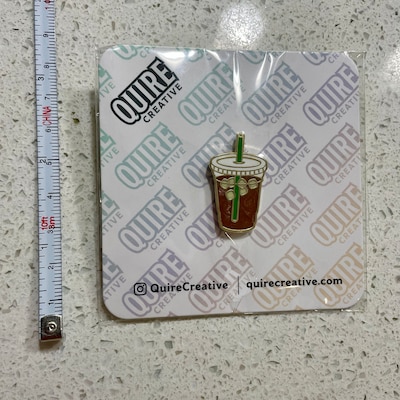 Iced Coffee Lapel Pin With Shimmering Milk Swirl - Etsy