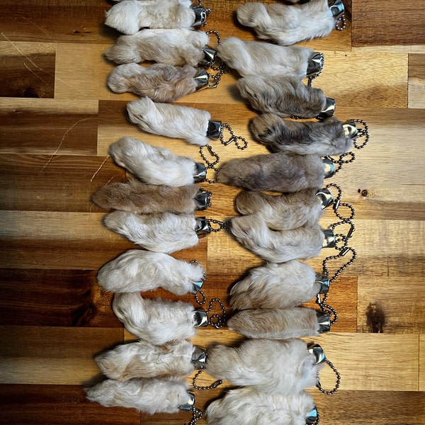Lucky Rabbit's Foot Genuine Rabbit's Feet Key Chains Qty 12 One Dozen ...