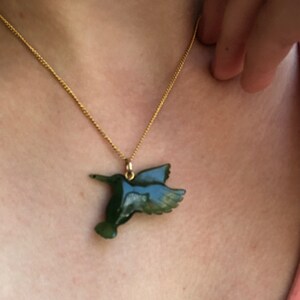 Gold Jade Hummingbird Necklace, Genuine Jade Bird Pendant - Etsy