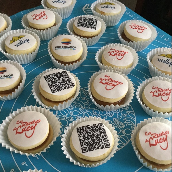 Custom QR Code EDIBLE Cupcake Toppers 60 Pieces Promote Your Business ...