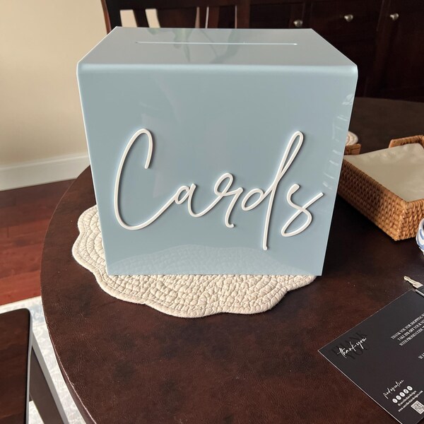 Acrylic Card Box With Lock + Key | Personalized Raised Text Card Box ...