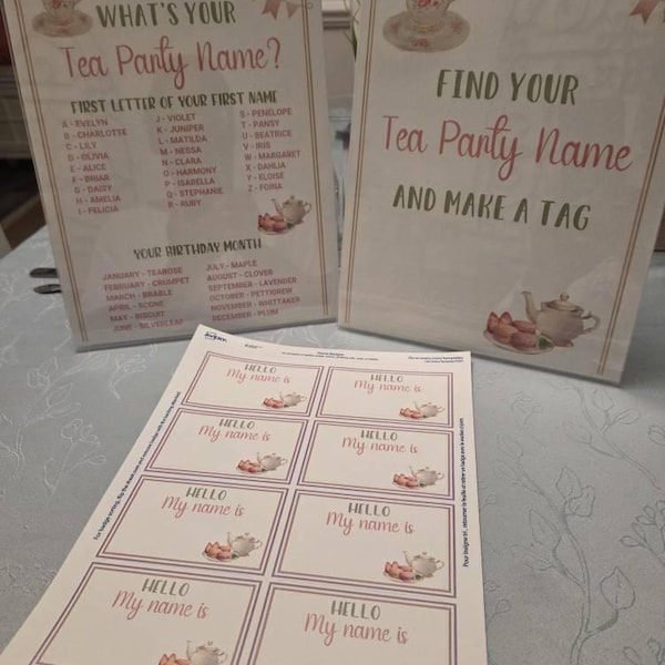 What's Your Tea Party Name Party Game Printable Tea Party Game Tea ...