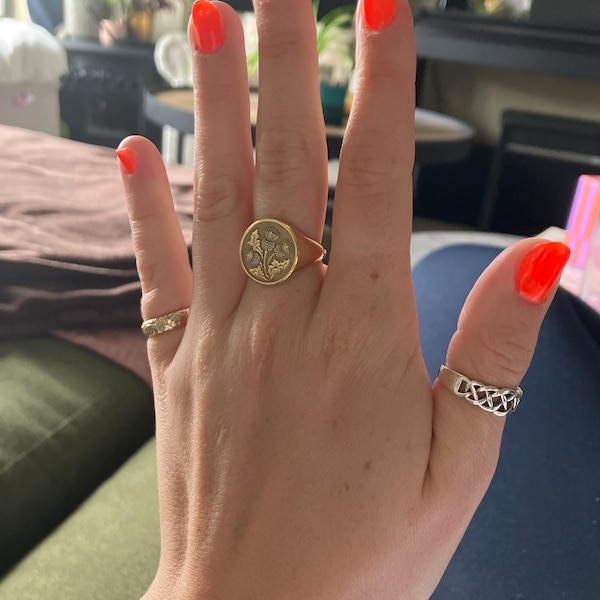 14K Solid Gold Raven Bird Signet Ring, Gold Crow Ring, Gothic Gold Ring ...