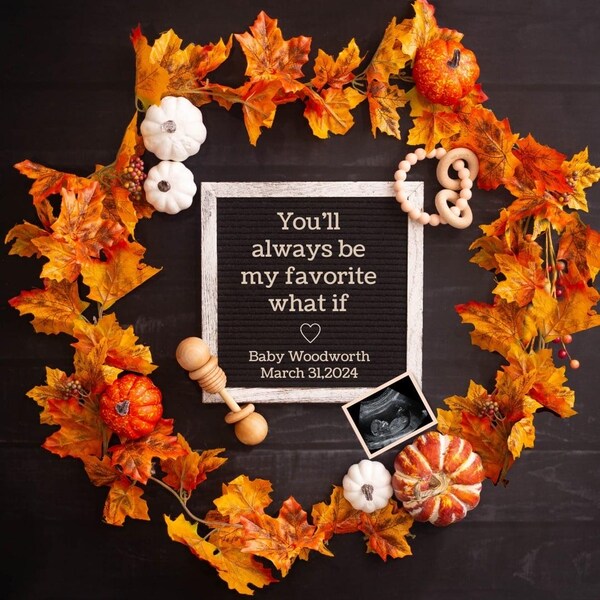 Fall Thanksgiving Pregnancy Announcement, Gender Neutral, Digital Baby ...