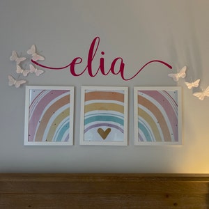 Nursery Wall Decals. Ellie With Flying Butterfles Name Wall | Etsy