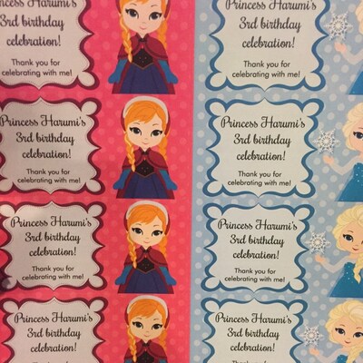 Frozen Stickers and Treat Bags, Frozen Birthday Favors, Princess Elsa ...
