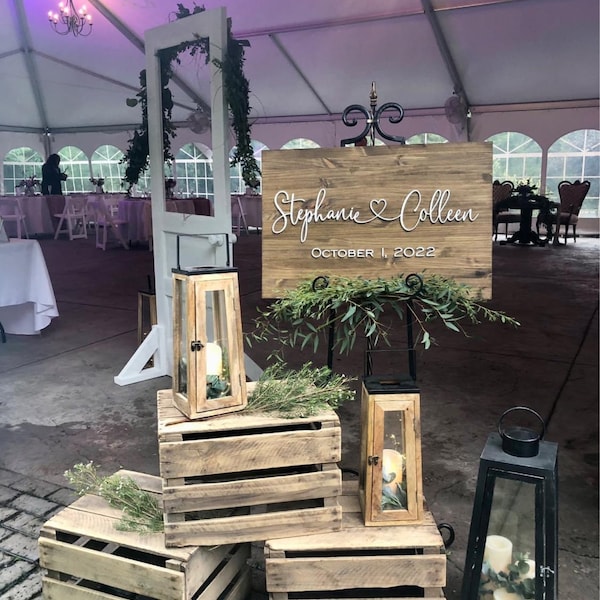 Personalized Rustic Wedding Welcome Sign | Custom Wood Sign With Names ...