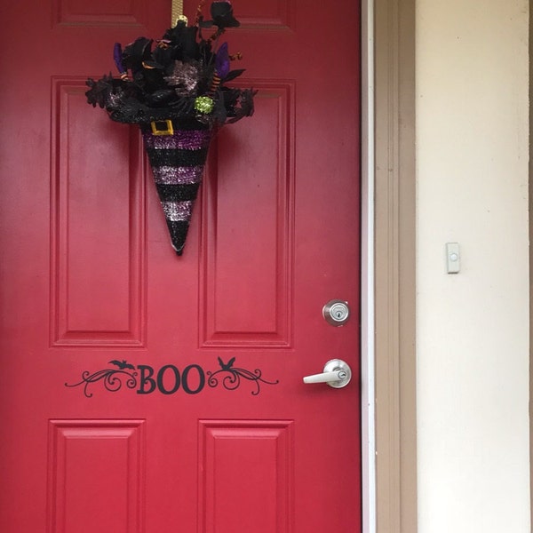 Front Door Halloween Wall Decal - Boo Door Decal - Halloween Wall Decal ...