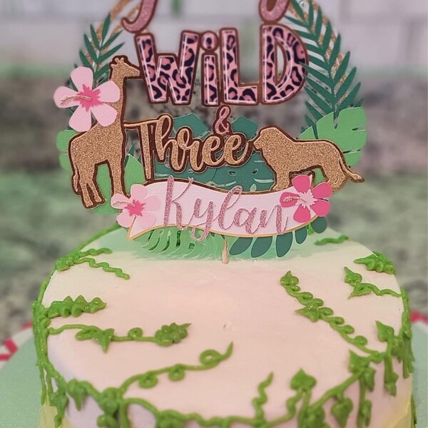 Young Wild & Three Cake Topper, Birthday Cake Topper, Personalize Age ...