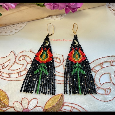 Starry Night Brick Stitch Pattern Van Gogh Earring Pattern - Etsy