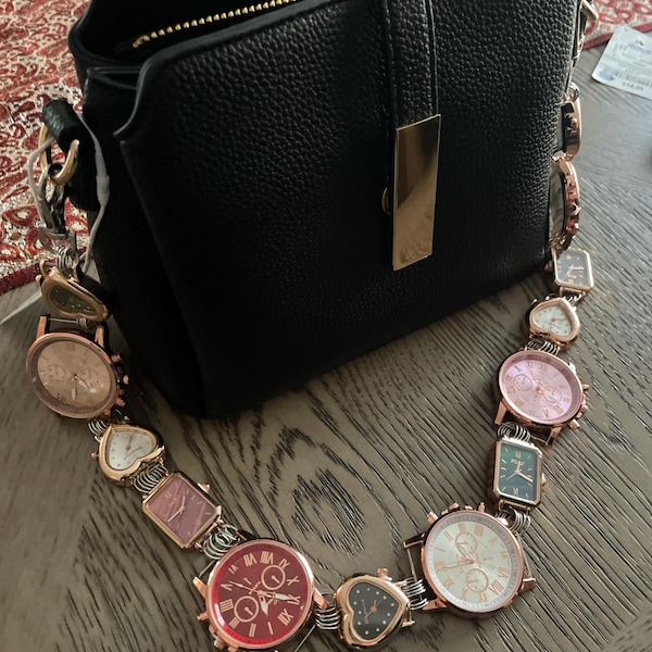 Punk Multicolor Watch Bag Strap, Trendy Clocks Metal Bag Chains, Y2K ...