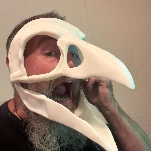 Raven Bird Skull Corvus Bone Skull Mask - Movable Moving Hinge Jaw- 3D ...