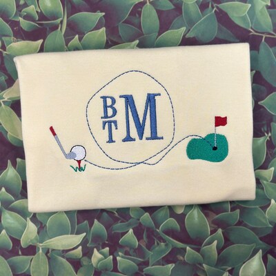 Golf Monogram Frame With Golf Green and Golf Club Machine Embroidery ...